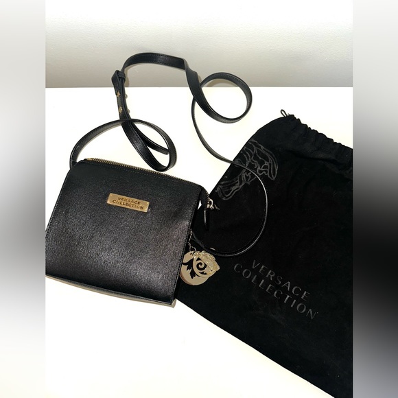 Versace Collection | Bags | Versace Collection Black Saffiano Leather ...